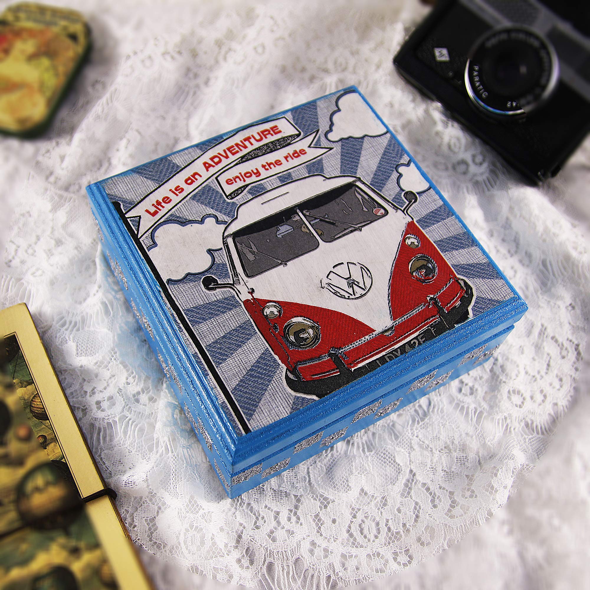 Handmade Jewelry Box. Keepsake Box, Storage Box, Memory Box. Store Your Keepsake Items and Treasured Memories for a Lifetime. Jewelry Case, Retro, Vintage, Mini Bus, Kids, Boys
