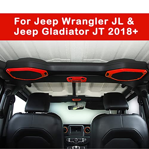 CheroCar 21PCS Full Set Interior Decoration Trim Kit for 2018-2021 Jeep Wrangler JL JLU & Gladiator JT Steering Wheel, Air Conditioning Vent, Reading Light, Speaker (Red)