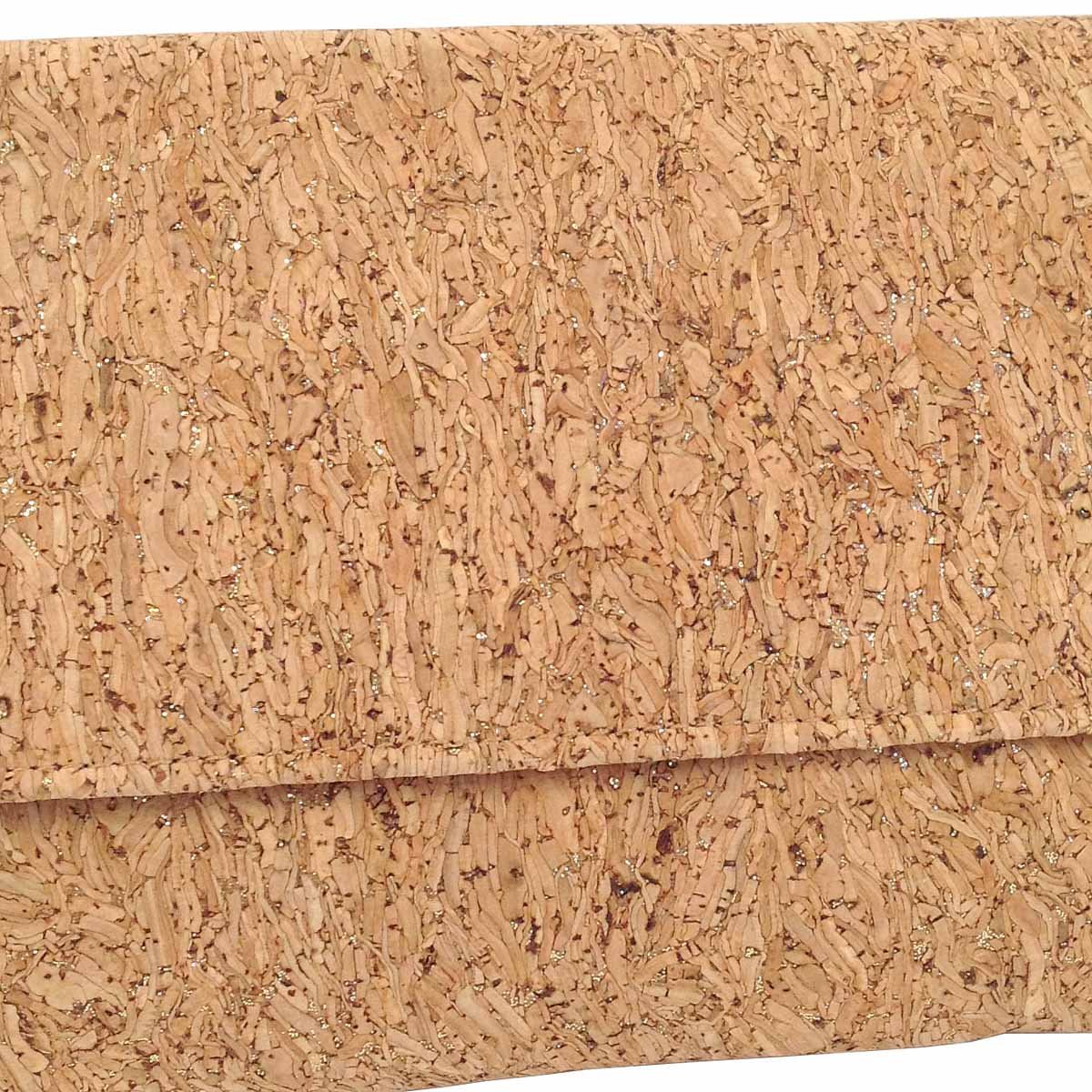 JNB Metallic Cork Clutch, Gold