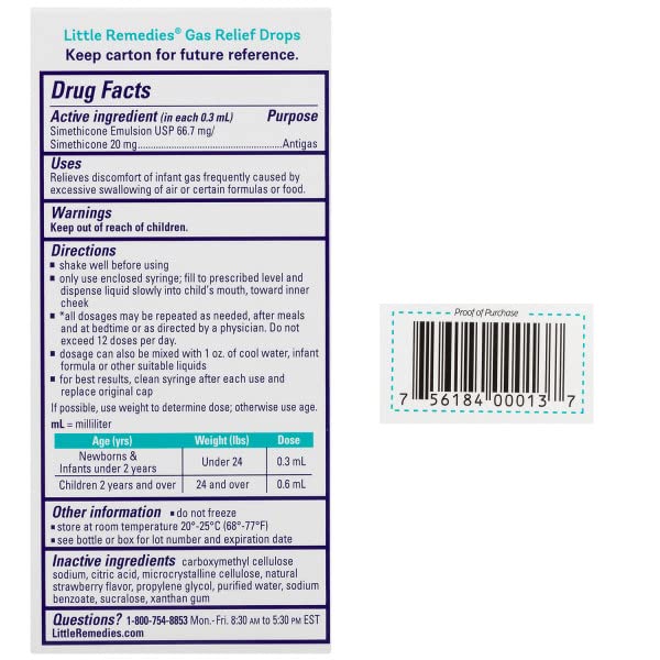 Little Remedies Gas Relief Drops, Natural Berry Flavor, Safe for Newborns 1.0 Fl Oz (Pack of 3)