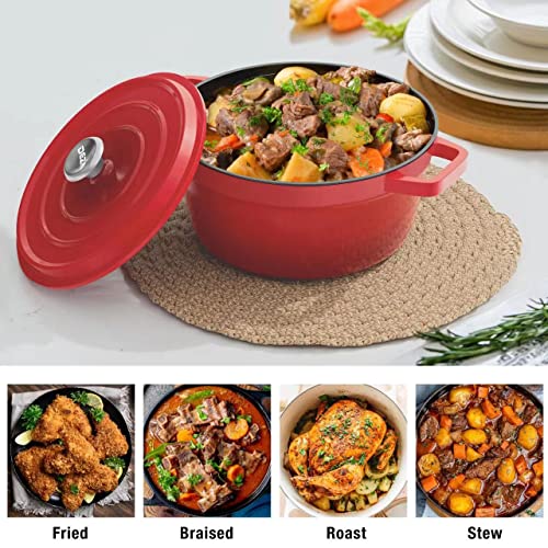 Dezin Dutch Oven, 4.2 Quart Non-stick Enamel Coated Dutch Oven with Handle for Roasting and Braising, Cast Aluminum Dutch Oven Pot with Lid for Gas, Electric Induction, Hot Plate