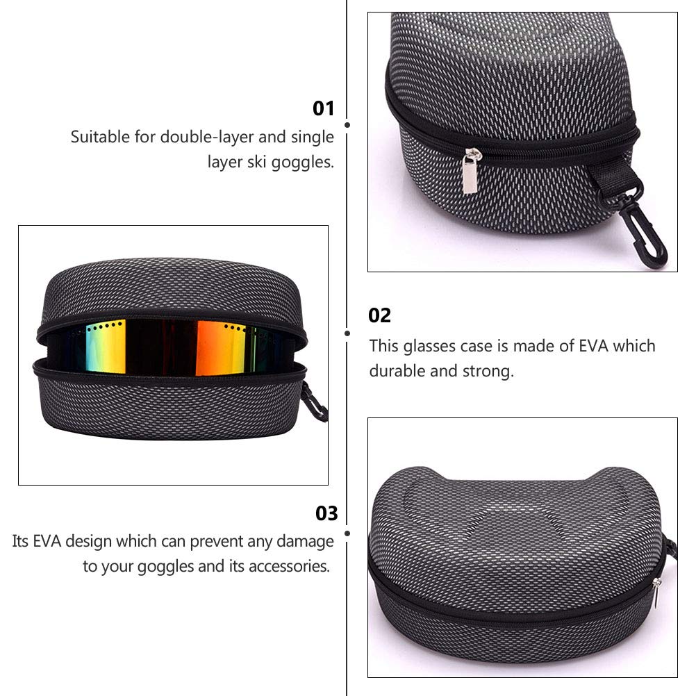 BESPORTBLE Ski Accessories 2pcs Cycling Eyewear Case Ski Goggles Box Shockproof Sunglasses Case with Zipper