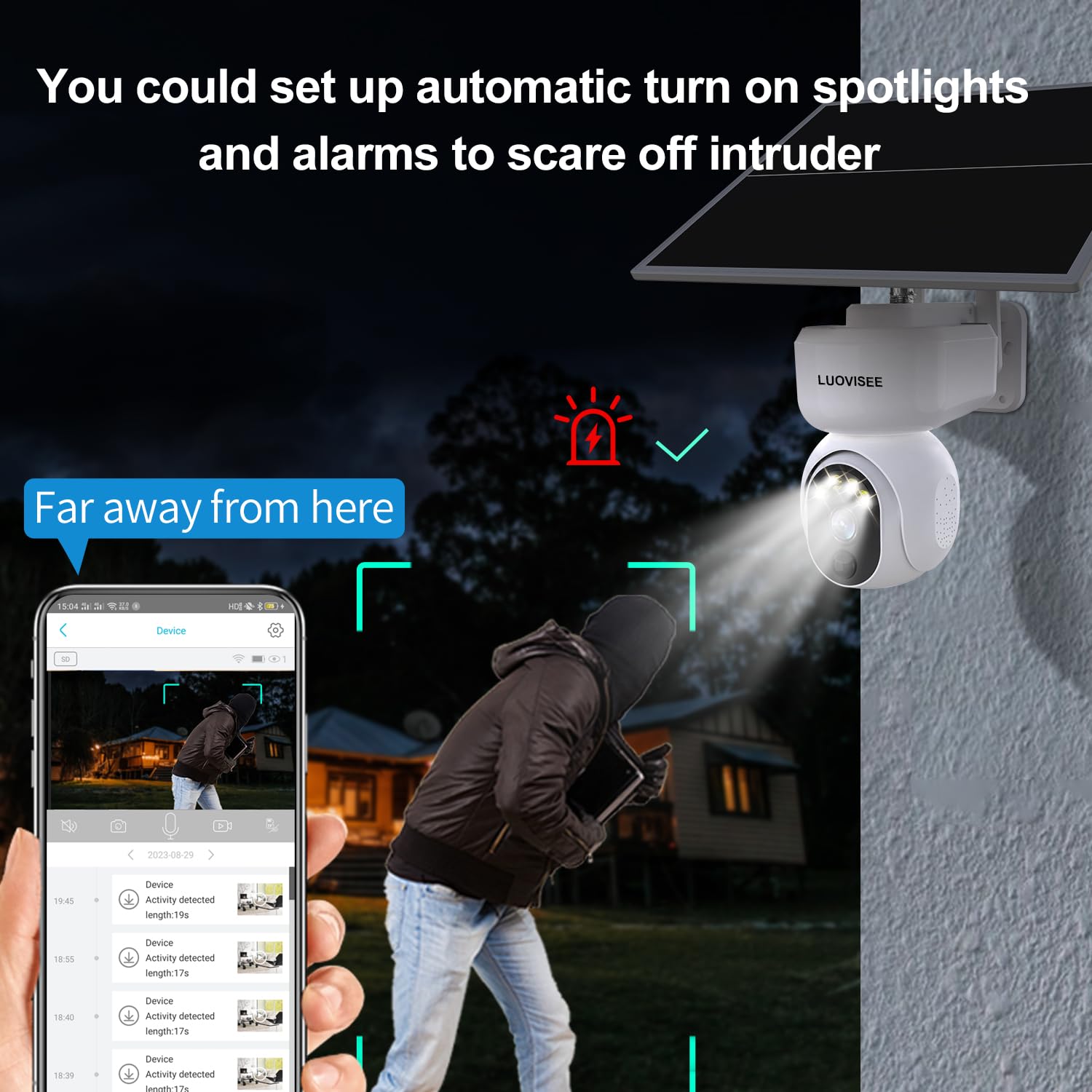 Cellular Security Camera Wireless Outdoor Solar 3G/4G LTE,Solar Power Battery No Need WiFi Cellular Trial Camera,PTZ 360 View,IP65 Weatherproof,PIR Motion Detection,Colorful Night Vision,2-way Talk