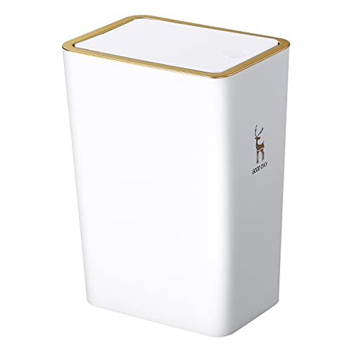 funest 2 Packs Bathroom Trash Can with Lid, Dogproof Wastebasket with Press Type Lid, Plastic Kitchen Waste Bins, Bathroom Garbage Bin Set for Home/Office/Rv/Bedroom(2 Packs,3.4+2.3 Gallon)