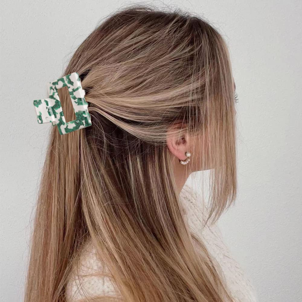 Bolonar 4PCS Hair Clips Set - Small Neutral Color Matte Claw Clips for Thin and Thick Hair, 2 Square Hair Accessories for Women
