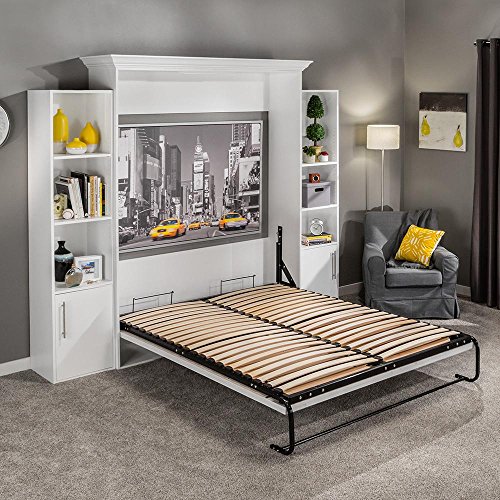 I-Semble Vertical Mount Murphy Bed Twin Hardware Kit β Twin Size Murphy Bed Hardware Includes Tubular Steel Mattress Platform β Twin Beds Vertical Wall Mount w/Cambered Wood Slats - Bed Hardware Kit