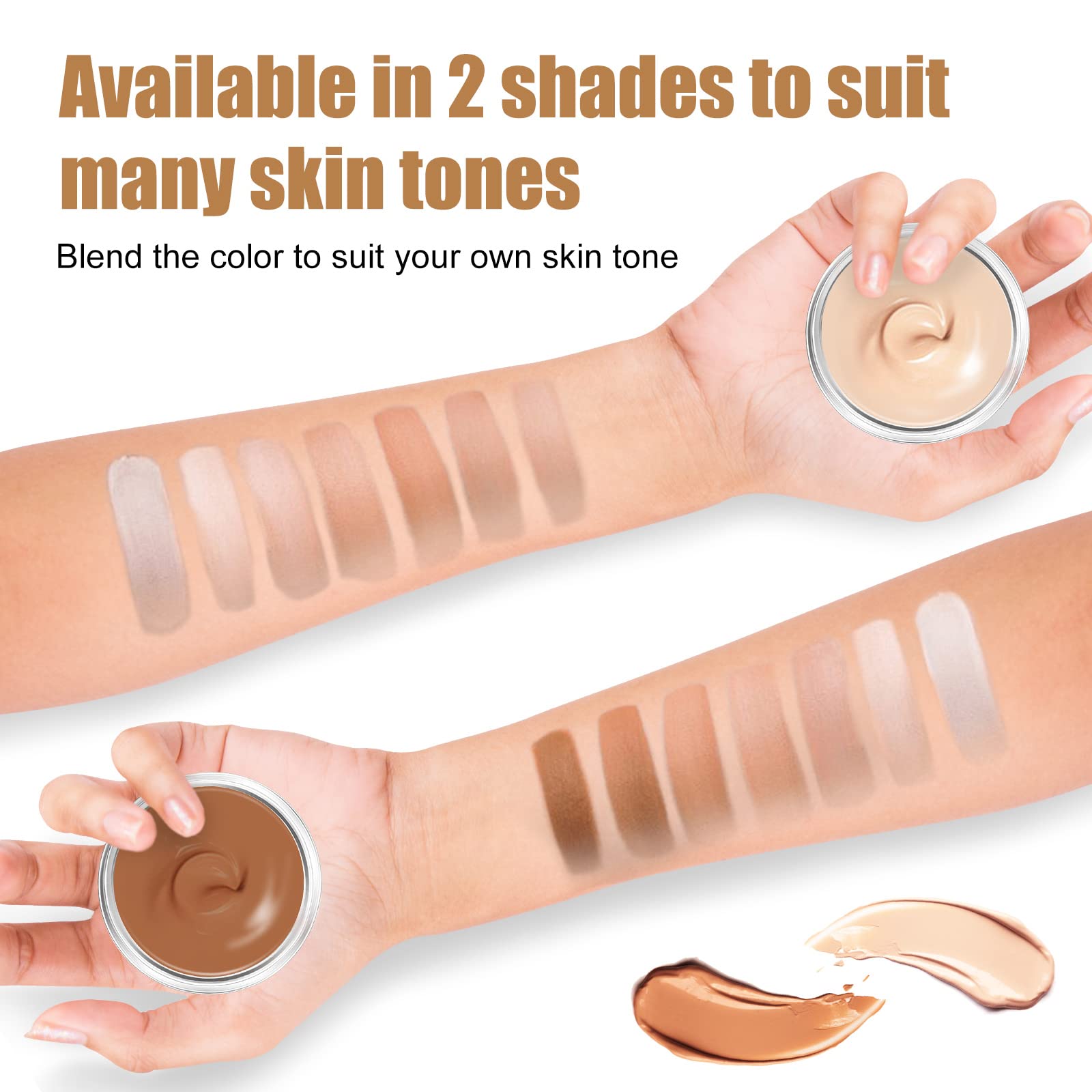 CENNYO Tattoo Cover Up, 2 Colors Makeup Waterproof, Invisible Skin Concealer Set, Long Lasting Suitable for and Scars, Dark Spots, Vitiligo, 0.07 kilograms