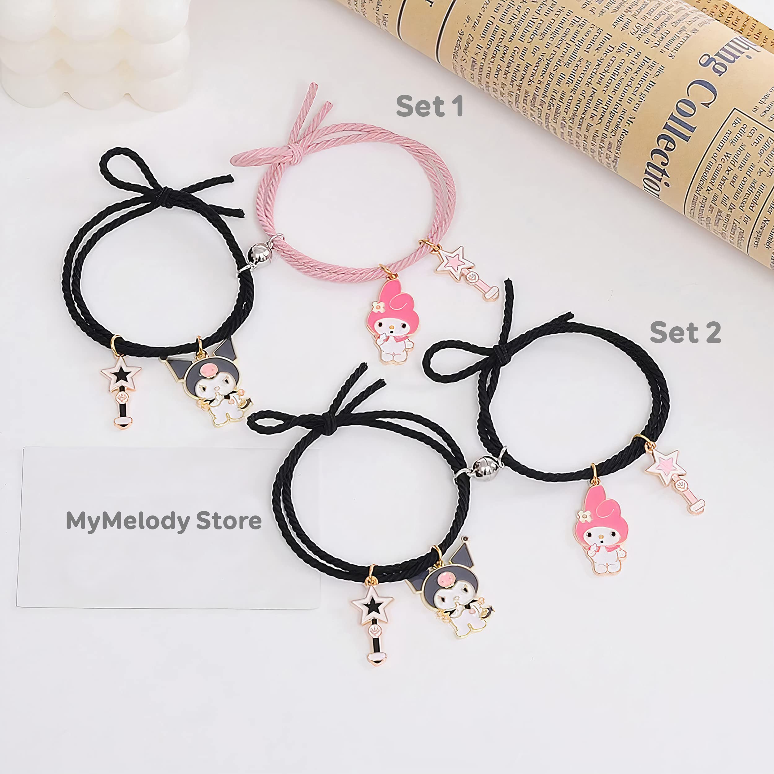 Bestie Couples Bracelets Mutual Attraction Relationship Matching Friendship His Hers Rope Bracelet Bff Best Friend Gift (Black)