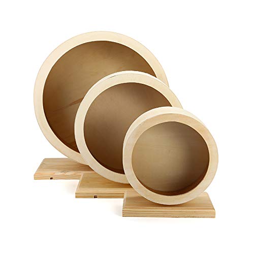 Hamster Wooden Silent Running Wheel,(S/M/L) Pet Sports Wheel, Suitable for Running and Sports Exercise of Hamsters, Guinea Pigs, Golden Squirrels, Chinchillas and Other Small Pets(M-Type)