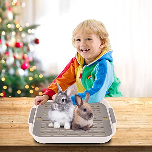 kathson Rabbit Litter Box Guinea Pig Training Litter Box Pet Toilet Potty Tray Small Animals Small Corner Litter Pan for Bunny Hamster Ferret Chinchilla Hedgehog(Writer)