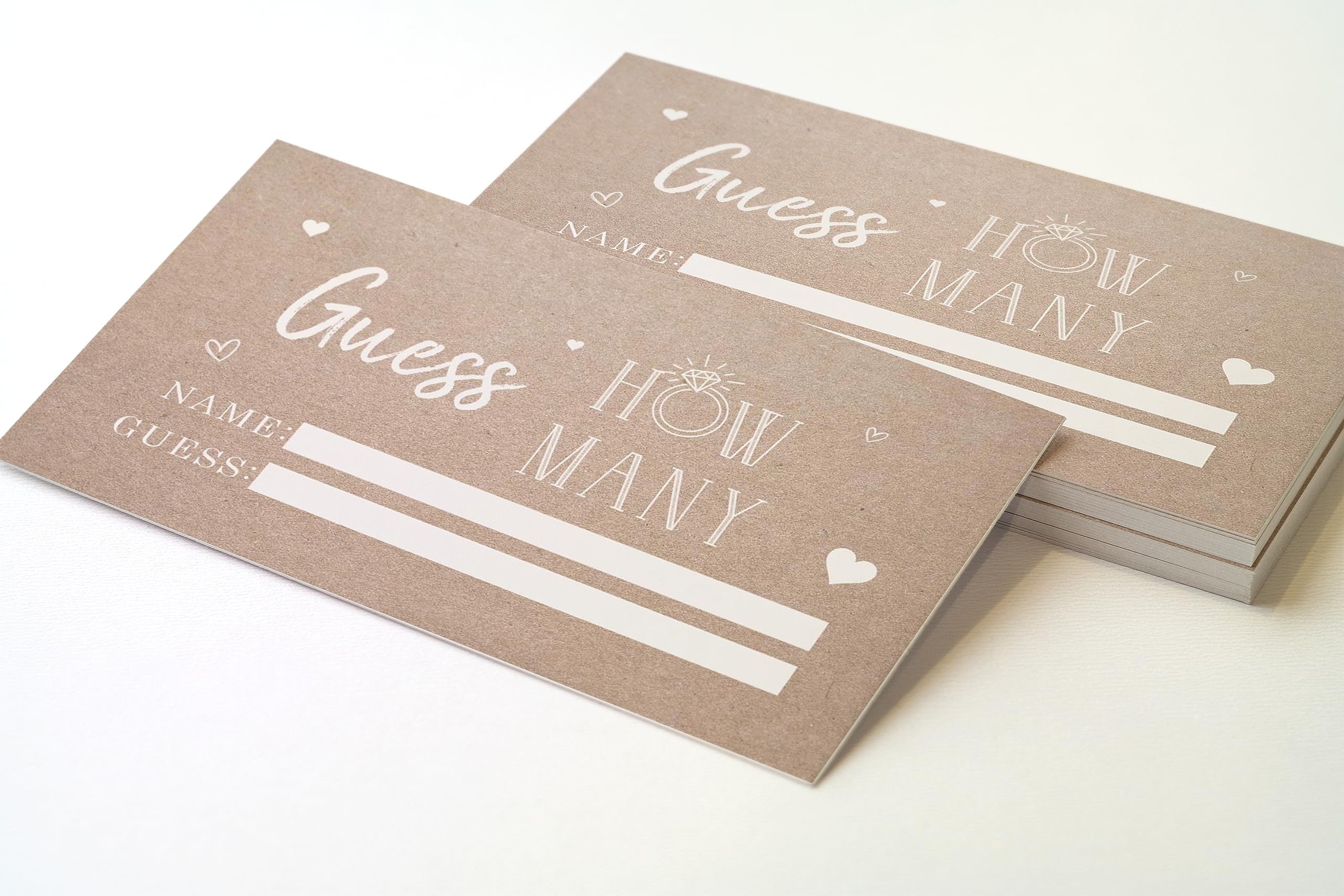 Your Main Event Prints Bridal Shower Games – Kraft Minimalist Style (How Many Kisses Game), Includes 1 5x7 Stand and 50 Guessing Cards