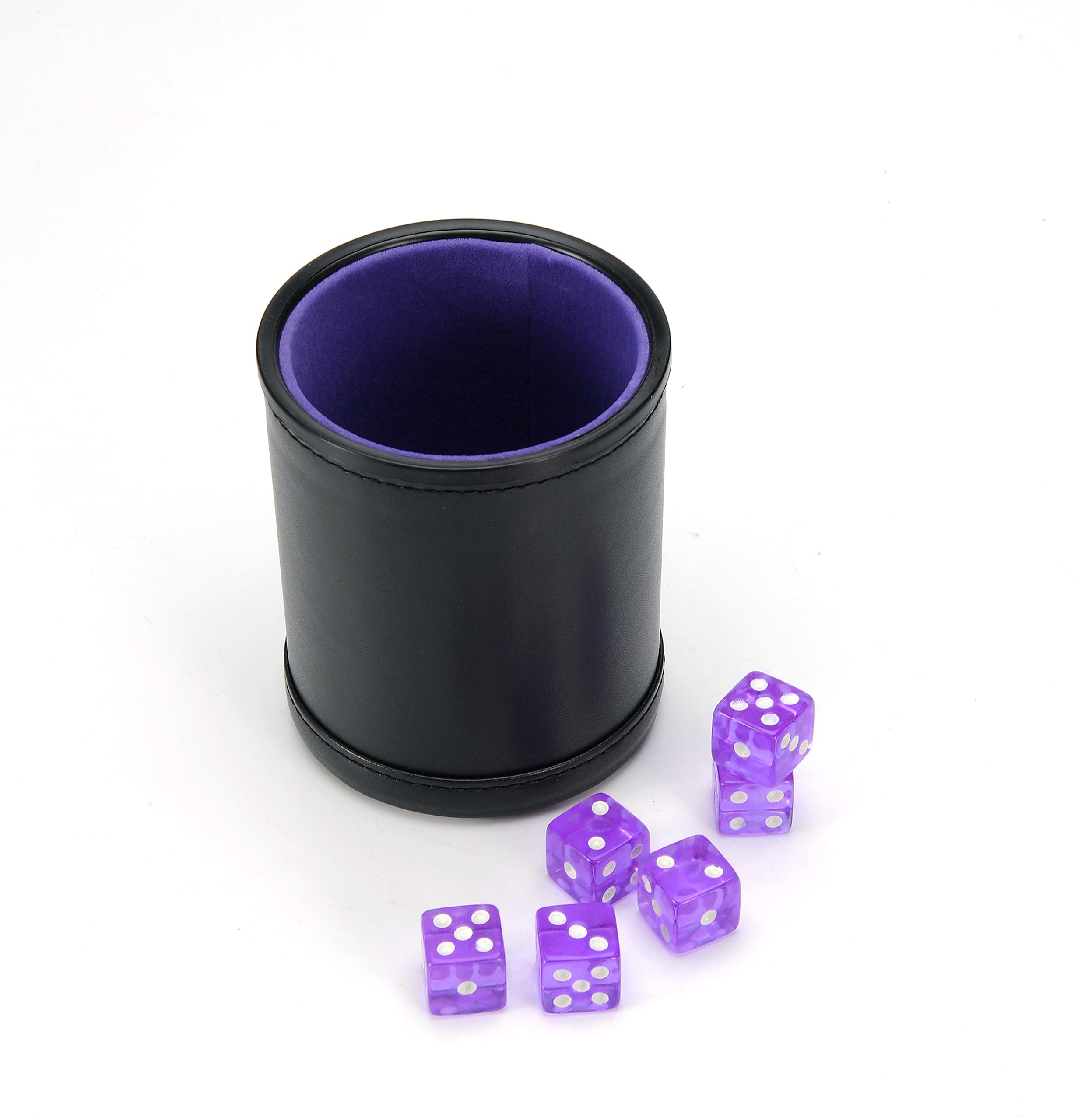 Harbor Loot Purple Dice Shaker Cup Complete with Matching Dice Set of Six Purple Translucent Dice