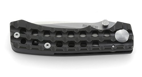 CRKT Ruger Go-N-Heavy Compact EDC Folding Knife with Sheath: Heavy Duty Outdoor, Everyday Carry, Plain Edge Blade, Thumb Stud, Liner Lock, Aluminum Handle, Nylon Sheath R1803
