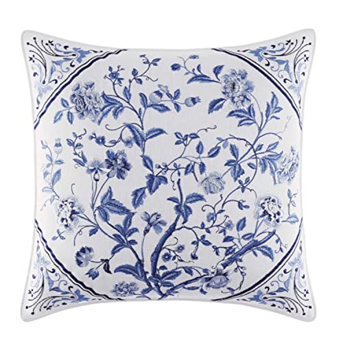 Laura Ashley Home - Twin Comforter Set, Cotton Bedding with Matching Sham & Bed Skirt, Stylish Home Decor (Charlotte Blue, Twin)
