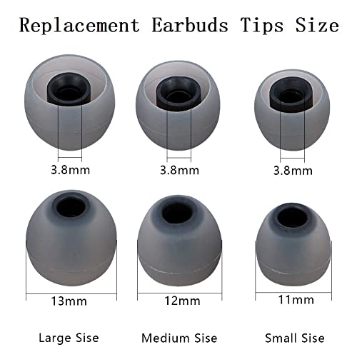 CYADCI Replacement Earbud Tips Ear Bud Replacement Pieces Silicone Soft and Comfortable Fit for Inner Hole from 3.8mm - 5.1mm Earphones 9 Pairs Medium Earbud Tips,Gray-Black