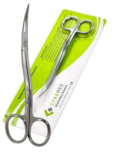 Cyanmed 1 Ea Premium 6 Inch Bent Handle Curved Embroidery Scissors-Perfect for Machine Embroidery Stainless Steel Light weight