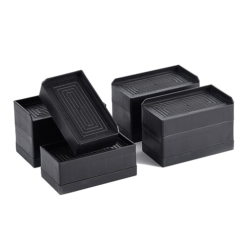 LUCKYQTQH Bed Risers Adjustable Furniture Risers Heavy Duty,Rectangle Bed Risers 3 Inches,Desk Risers for Sofa Couch Bed Frame ,Supports Up to 3000 lbs (4 Piece Set)