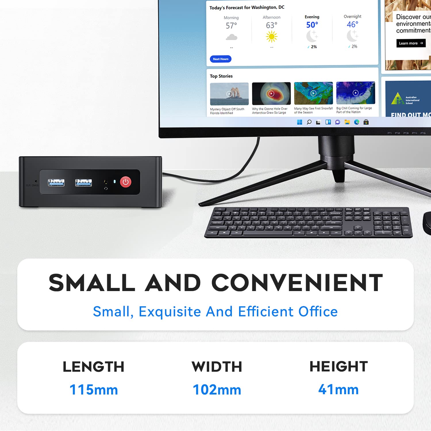 Beelink GK35 Pro Mini PC, Intel Celeron J4105 (up to 2.5GHz), 8GB RAM 128GB SSD Mini Computer, Win 10 Pro Micro PC Support 4K HD, WiFi5, BT4.0, Dual Display, Gigabit LAN, Low Power, Energy Saving