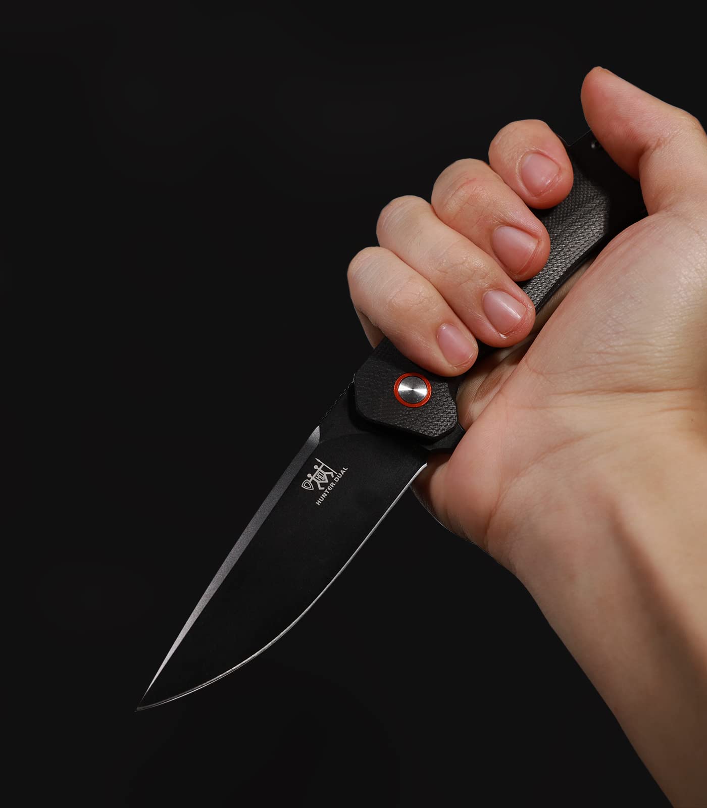 HUNTER.DUAL Pocket Knife, Folding EDC Knife with Clip for Men, Small Camping Knife for Outdoor, 3.34'' D2 Steel Blade, G10 Handle