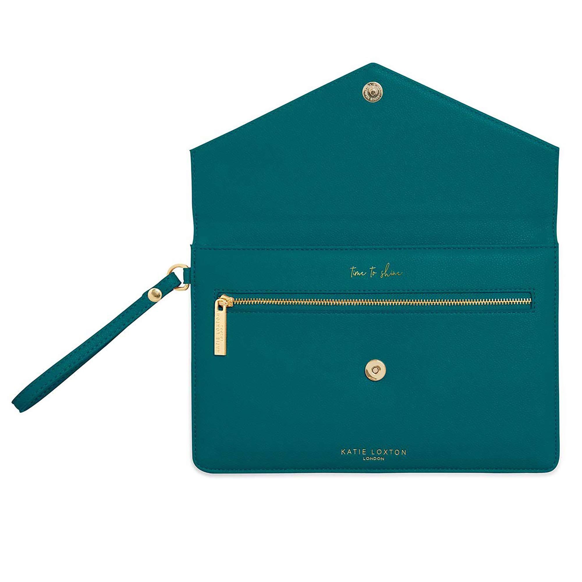 KATIE LOXTON Esme Time to Shine Womens Vegan Leather Envelope Clutch Wristlet Bag Forest Green
