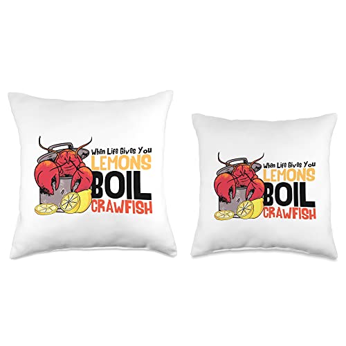 Cajun Seafood Lover Gifts for Mardi Gras When Life Gives You Lemons Boil Crawfish Louisiana Throw Pillow, 18x18, Multicolor