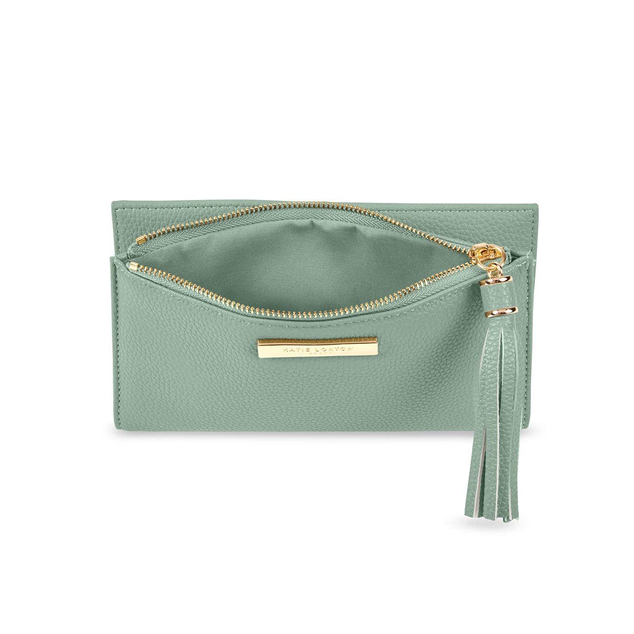 KATIE LOXTON Sophia Tassel Womens Small Vegan Leather Fold-out Purse Wallet Mint Green