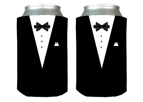 Funny Tuxedo Classy Joke Collapsible Can Bottle Beverage Cooler Sleeves 2 Pack