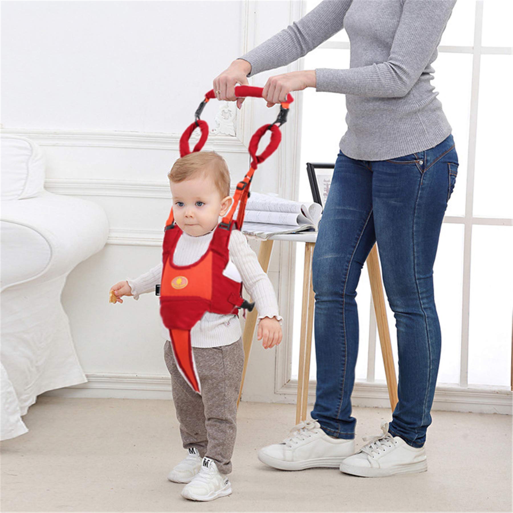 Baby Walker Toddler Walking Assistant Protective Belt,VIORKI Multifunction Breathable to Prevent Falling Learning Assistant,Help The Baby Safely Stand up and Walking (Orange)