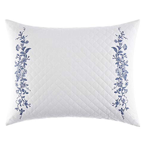 Laura Ashley Collection Perfect Decorative Throw Pillow, Premium Designer Quality, Decorative Pillow for Bedroom Living Room and Home Décor, 1 Count (Pack of 1), Charlotte Blue/White