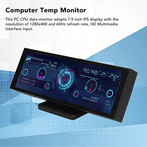 ciciglow PC CPU Computer Monitors, 7.9 Inch IPS Computer Temp Monitor, 1280x400 Resolution, Support Sreen Switch and 360 Degree Rotation, for RasPi, for Linux, for Windows