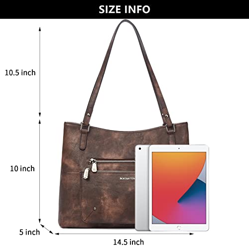 BOSTANTEN Women Handbag Leather Shoulder Bags Soft Designer Top Handle Purse (Brown 2)