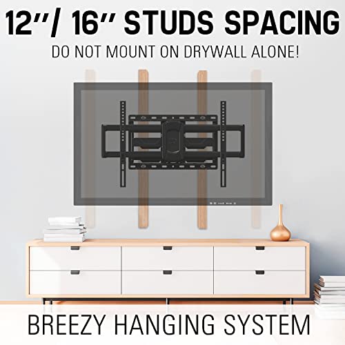 Mounting Dream Full Motion TV Mount for 42-75 inch TVs, TV Wall Mount Bracket with Dual Articulating Arms, Fits 12β / 16β Wood Studs with VESA 600x400mm up to 100lbs