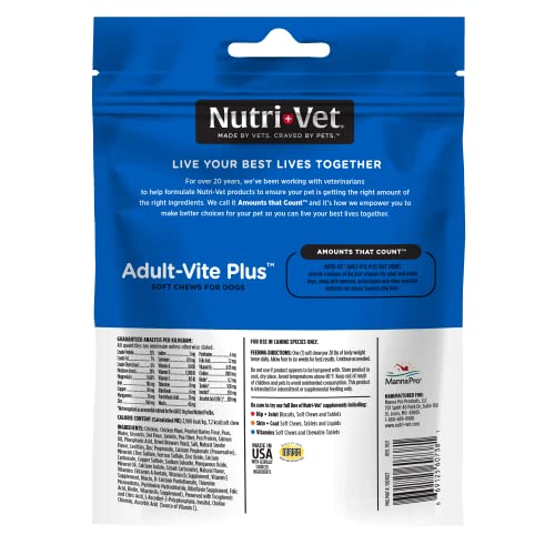 Nutri-Vet Adult-Vite Plus Soft Chews for Dogs |Formulated with Vitamins and Minerals | Supports Everyday Health | 70 Count