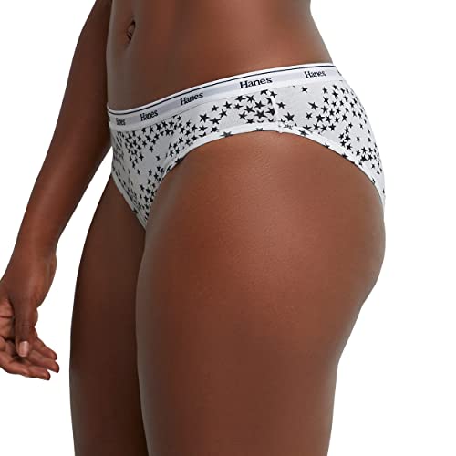 Hanes Women's Originals Panties Pack, Breathable Cotton Stretch Underwear, Basic Color Mix, 6-Pack Bikinis, Medium