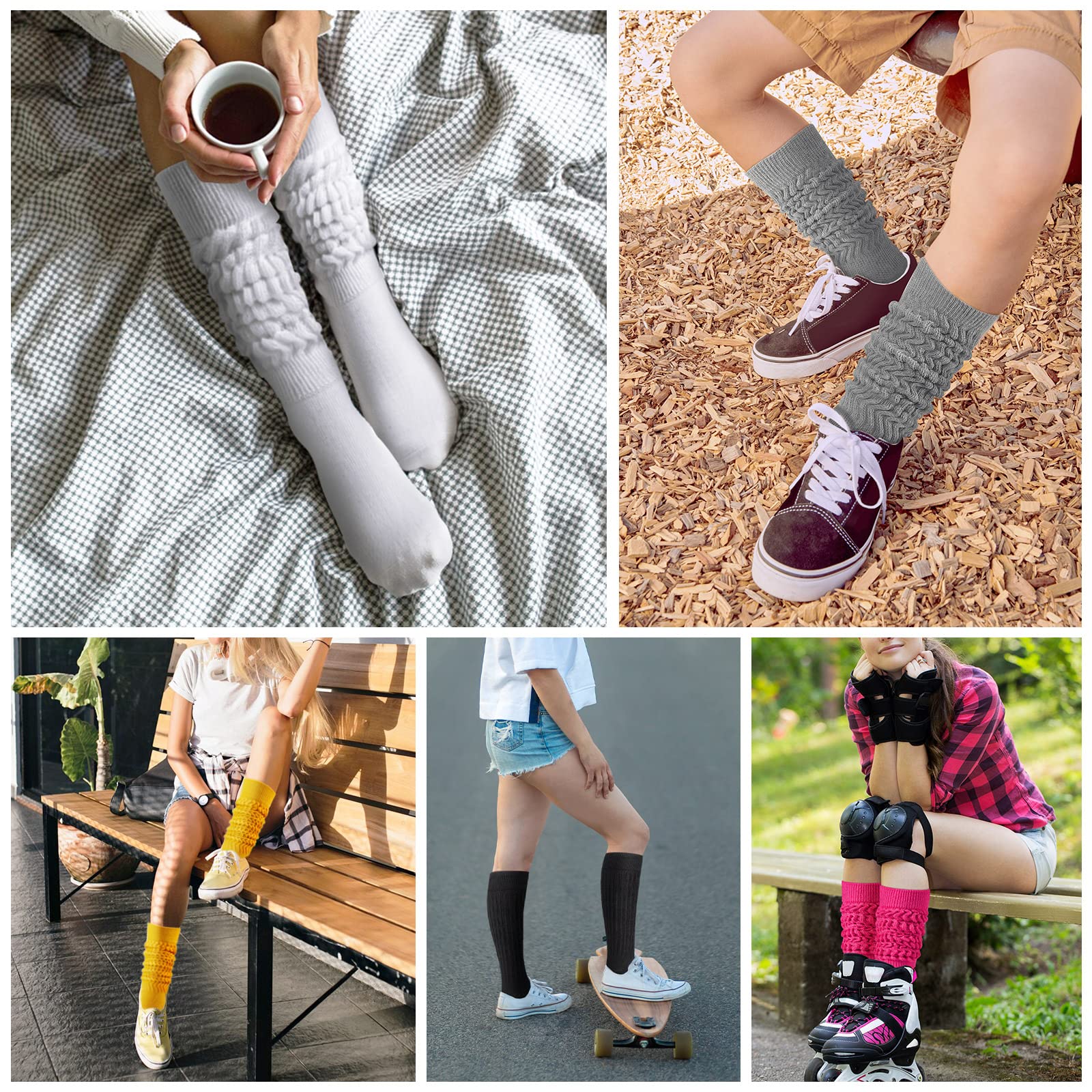 BOOPH Slouch Socks Women Scrunch Sock Knee High Slouchy Socks for Women Size 6-11 Royal Blue
