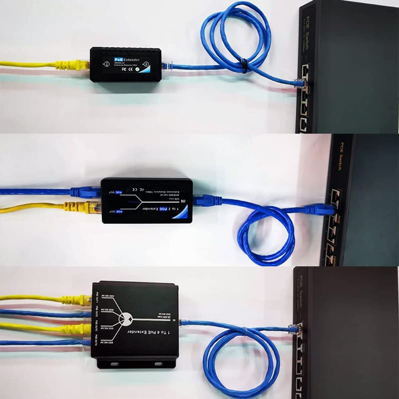 BeElion 1Port POE Extender Plug&Play 10/100Mbps with IEEE 802.3at/af Standard for IP Camera Extend 100-120 Meters POE Network Devices (1In/1Out PoE Extender)