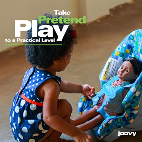 Joovy Toy Booster Seat & Functional Doll Car Seat Featuring Crash-Tested Latch System for Safety, Machine-Washable Cover for Easy Cleaning, and Five-Point Harness - Fits Dolls 12β to 22β, Blue