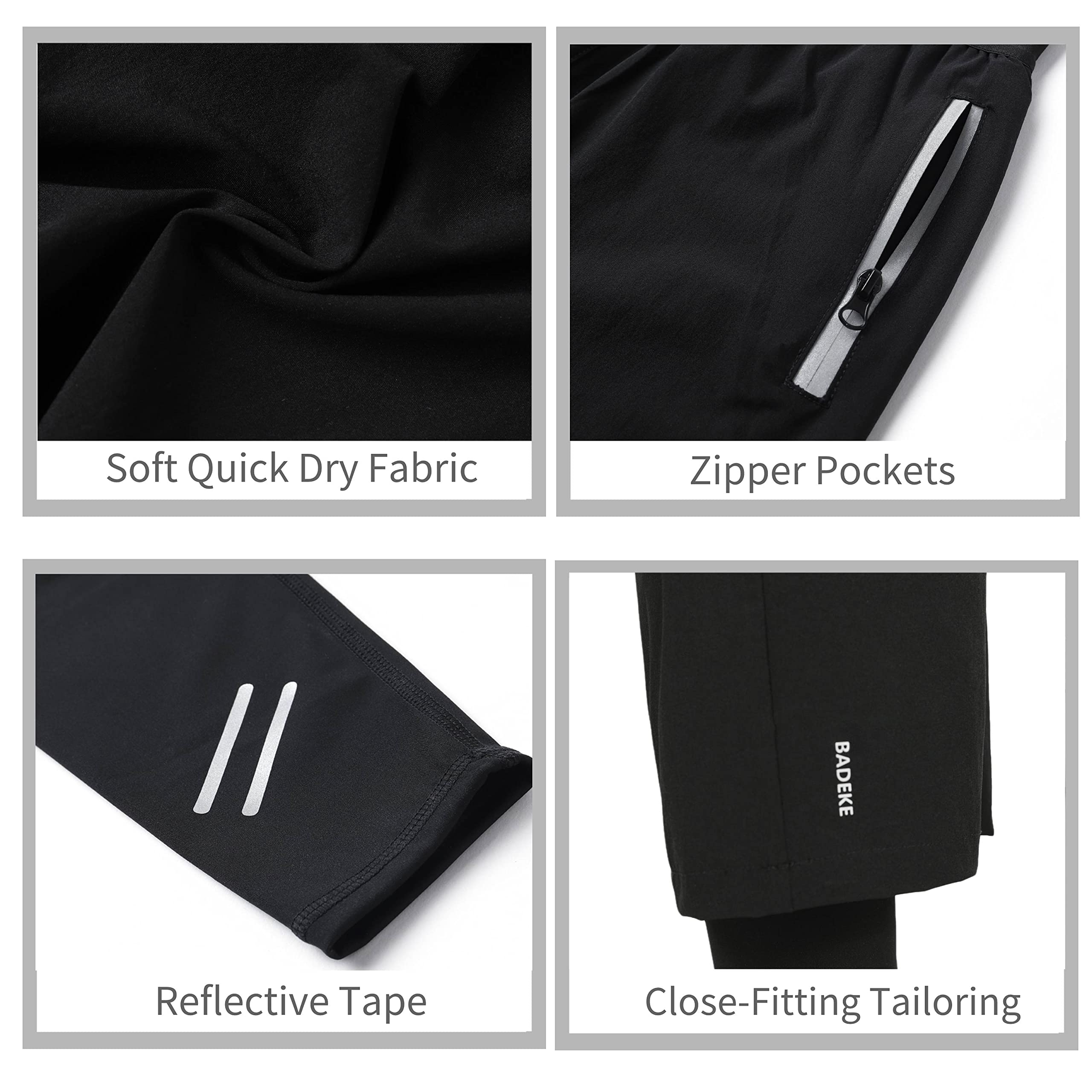 Badeke Boys 2 in 1 Running Compression Pants,Quick Drying Breathable Training Exercise Pants, Workout Athletic Legging Pants