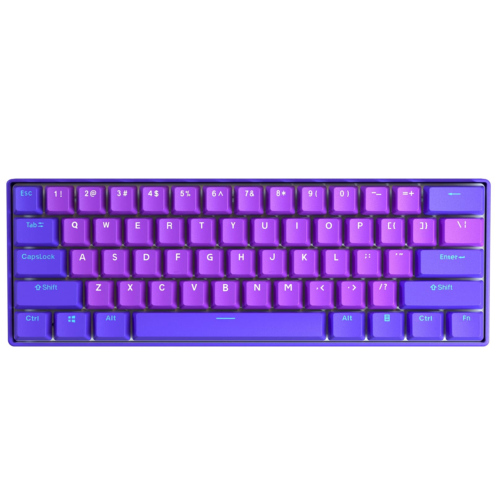 BOYI 61 Mini Mechanical Keyboard,60% Mini RGB PBT Keycap Cherry MX Switch Compact RGB Mechanical Gaming Keyboard (Purple Color,Cherry MX Silent Red Switch)