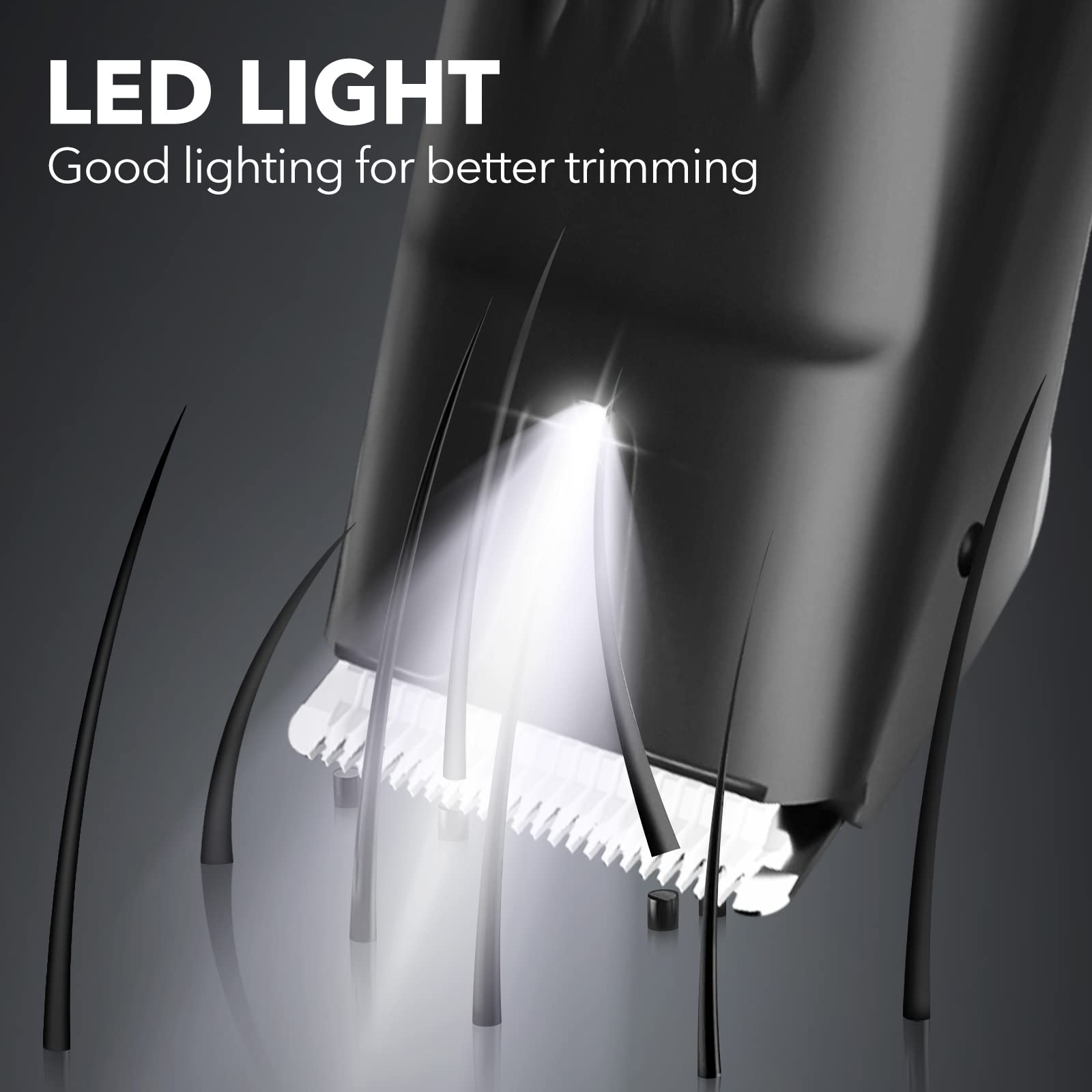 Beesjuy Men's Body Hair Trimmer, Waterproof and Dry Use, LED Light, Ceramic Blade, Matte Material, 100 Minutes Battery Life