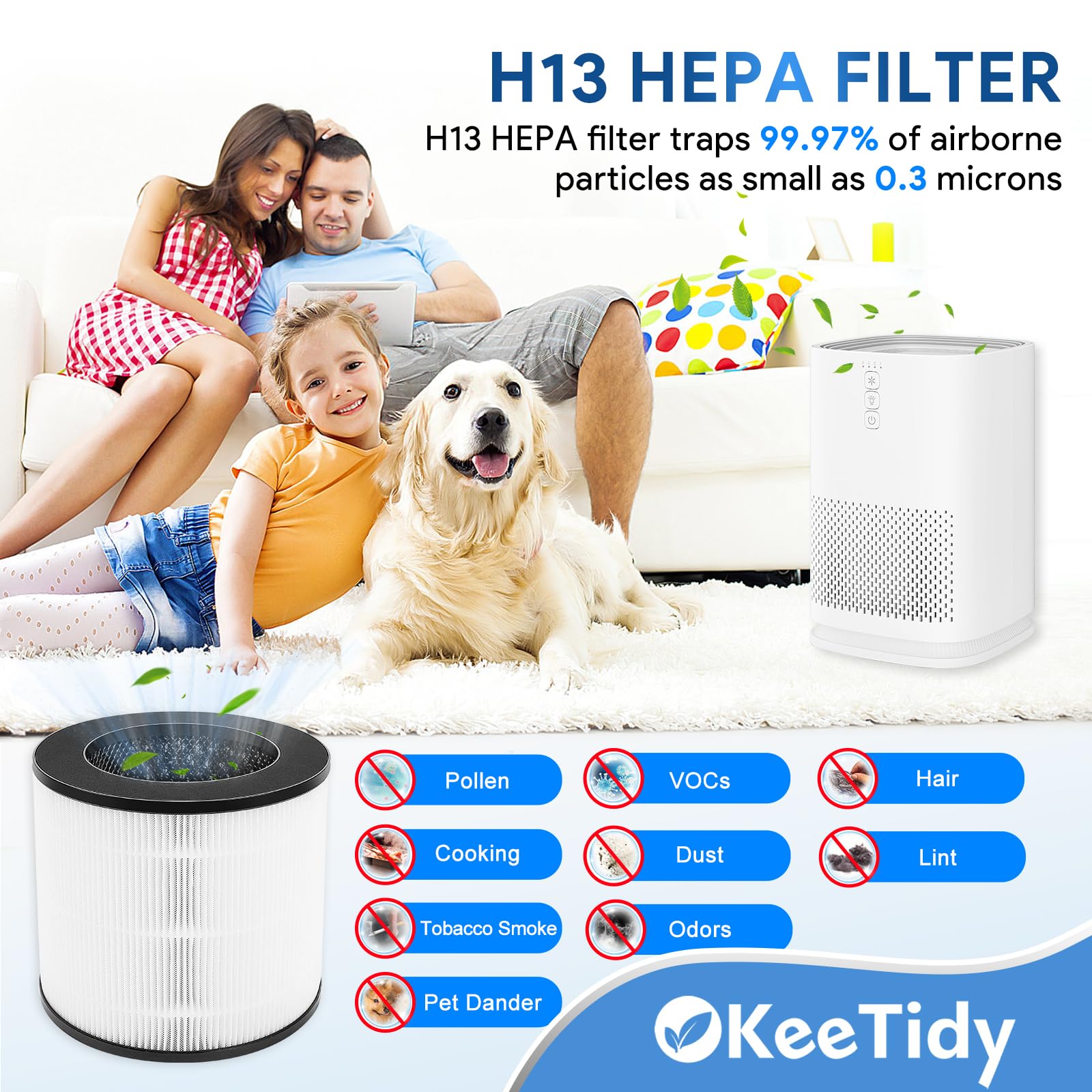 Keetidy C535 115115 Replacement Filter A Compatible with Winix 5500-2 Air Purifier, 5300-2 Air Purifier, WAC5300, WAC5500, WAC6300, 5000, 5000b, 5300, P300 (2 HEPA Filter + 8 Carbon Filters)