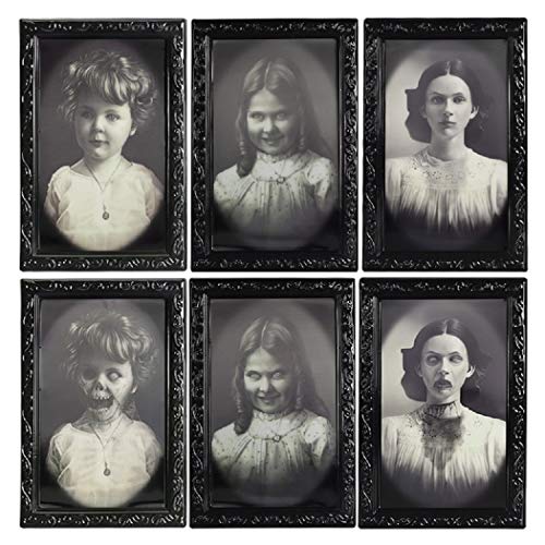 Halloween Decoration Indoor Scary Gothic Wall Decor 3D Changing Face Moving Picture Frames Portrait, Horror Poster Castle Haunted Mansion Decor House Decoration Party Supplies
