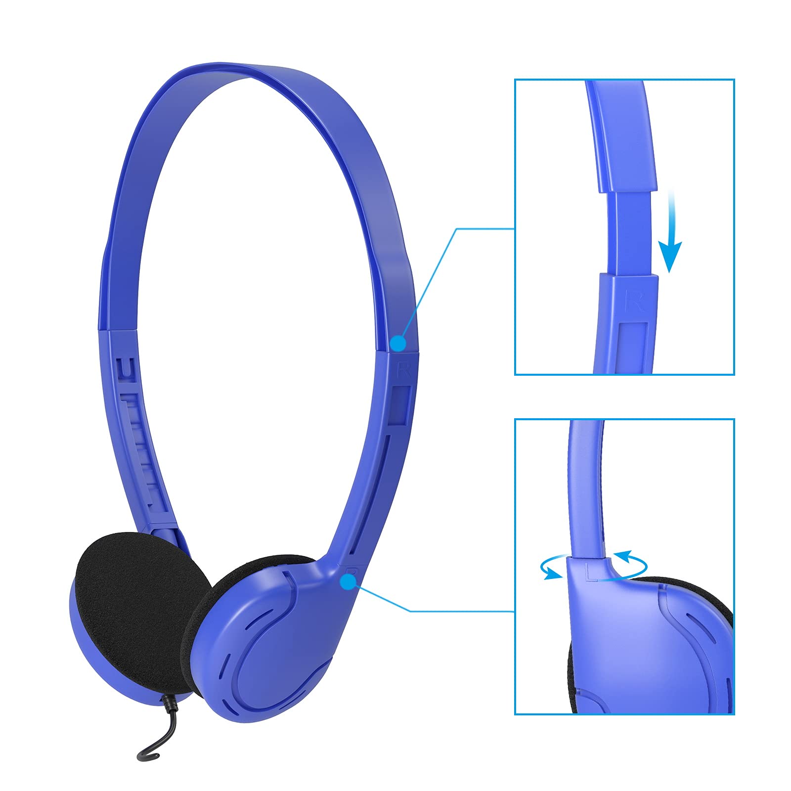 Keewonda Classroom Headphones Bulk 30 Pack, Wired Disposable Kids Headphones for School Teen Computers Laptops Chromebook Mixed Color(No Microphone)