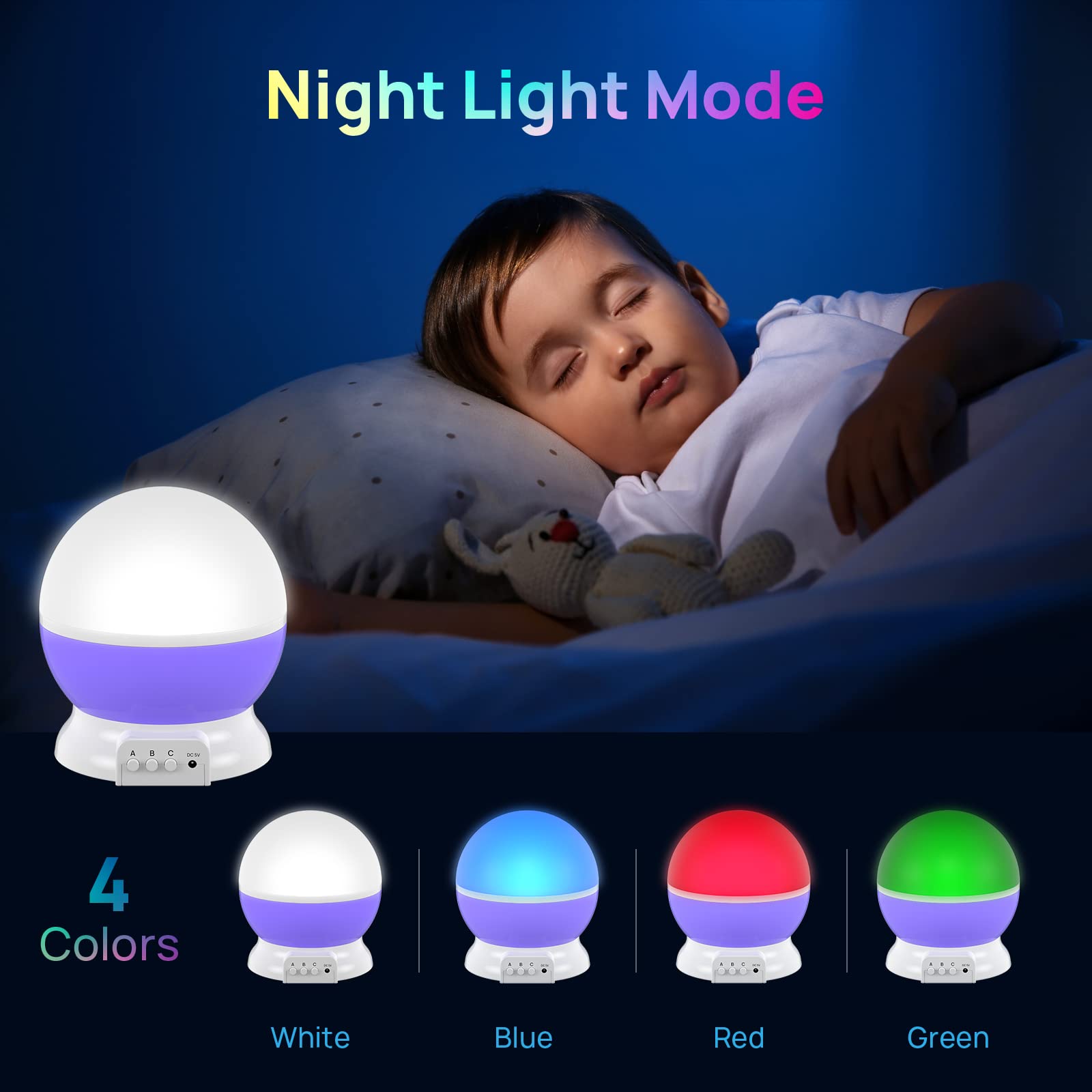 FBLzoo Star Projection lamp rotatable 360-degree Projector Children's Toys Girls Birthday Gift Christmas Gift Bedroom Atmosphere lamp Sleeping Night Light Small Table lamp (Purple)