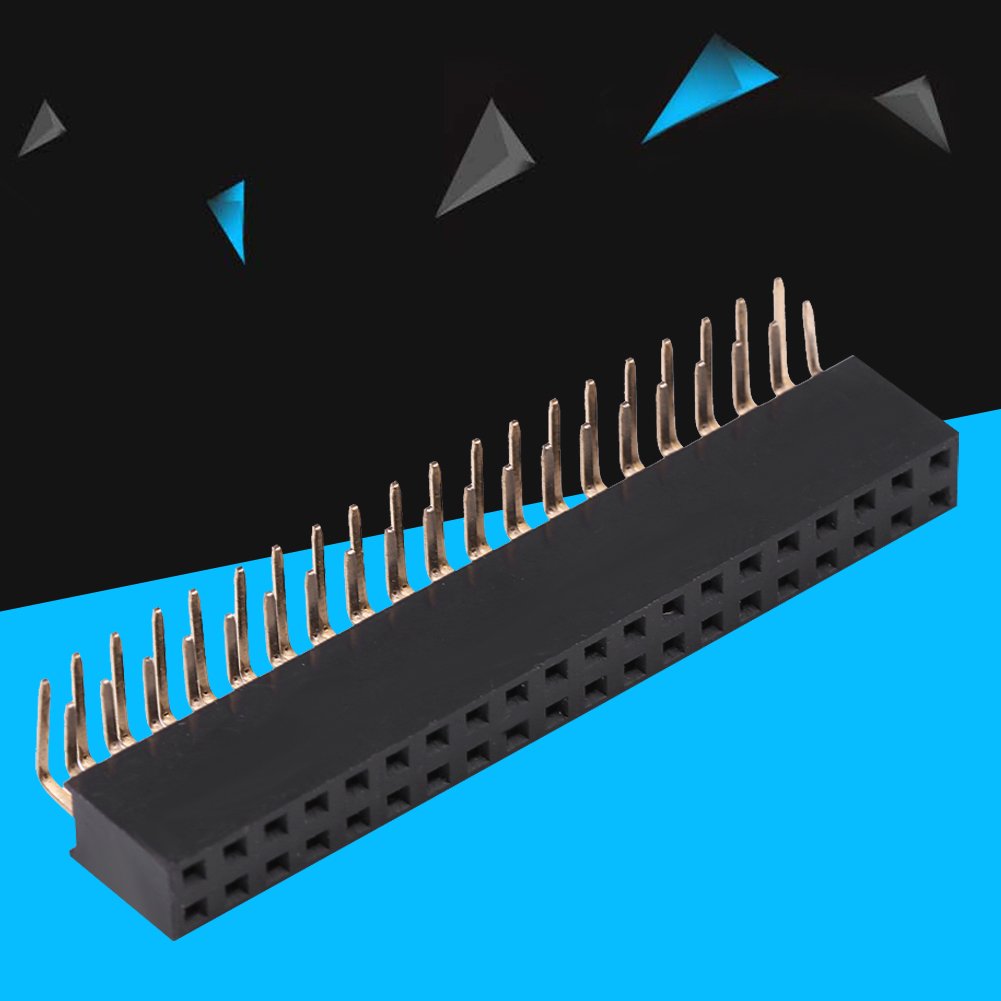 Bewinner 3pcs 2 x 20 Pins 2.54mm Pitch Female Pin Header - Stable Electric Current and Transmit Performance - Right Angle Pin Headers for Raspberry Pi/PCB Board