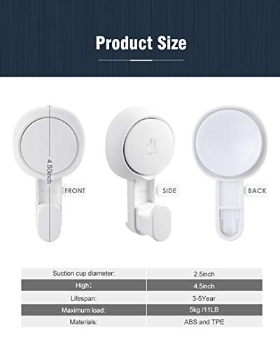 LUXEAR Suction Cup Hook Towel Hooks Shower Hooks Removable Kitchen Suction Hooks Vacuum Wall Holder for Home Bathroom Holder for Loofah Sponge Towel Key Coat Bag - 2 Pack