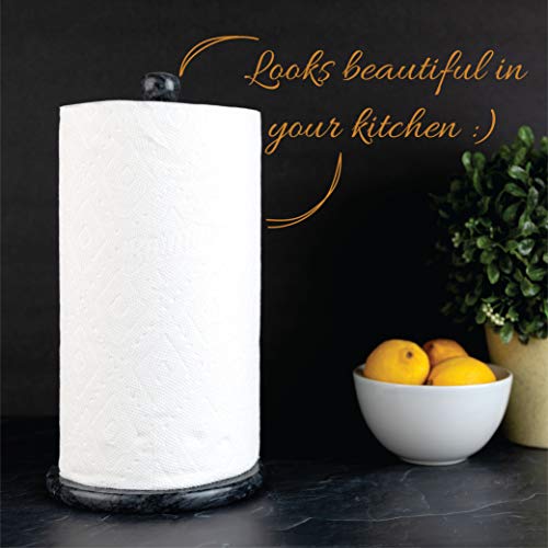 Homeries Marble Paper Towel Holder β Deluxe Upright Towel Dispenser for Kitchen Countertop, Cabinet & Bathrooms β Non Steel & Non Plastic Design β Heavy Duty, Solid Standup Paper Towel Holders