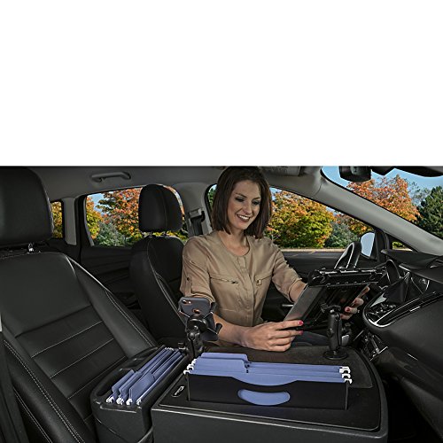 AutoExec AUE20009 Efficiency FileMaster Car Desk Grey Finish with Phone Mount and Tablet Mount