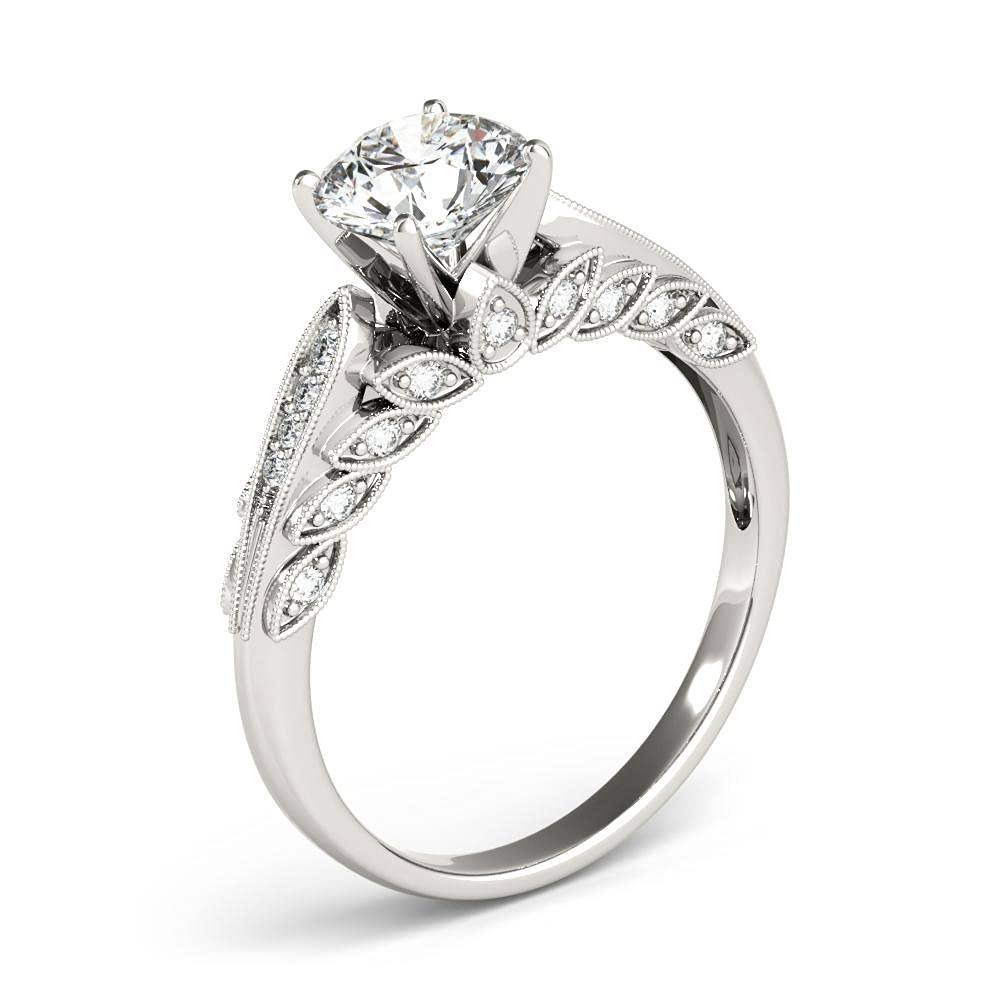 Blocaci Engagement Ring 1.5 CT Round Cut Graduated Floral Moissanite Engagement Rings for Women 10k White Gold Size 7