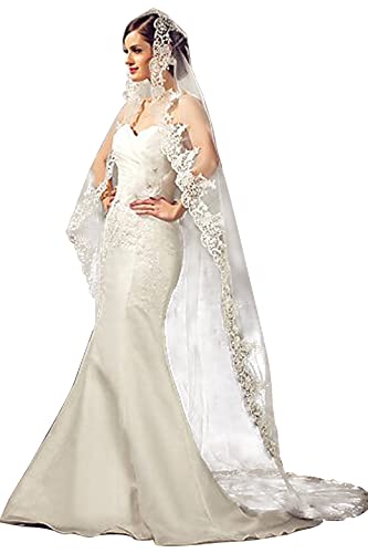 Babyonline Lace Edge Cathedral Length Wedding Bridal Veil,White